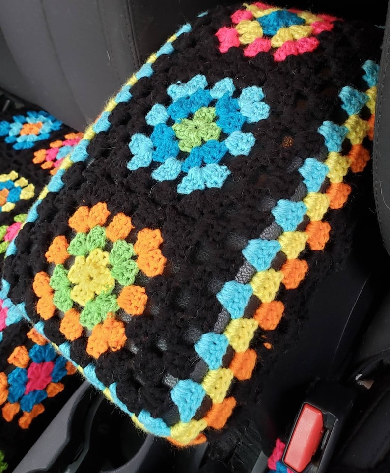 Granny Square Crochet Center Console Cover - Etsy