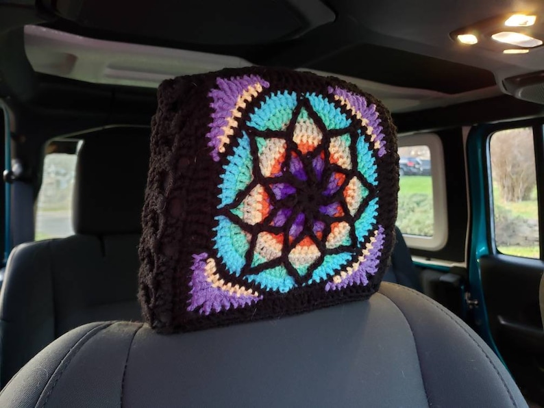 Stain Glass Square Crochet Headrest Covers - Etsy