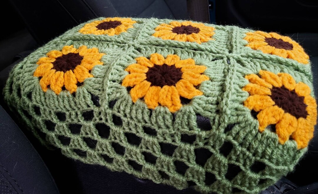 Sunflower Crochet Center Console Cover - Etsy