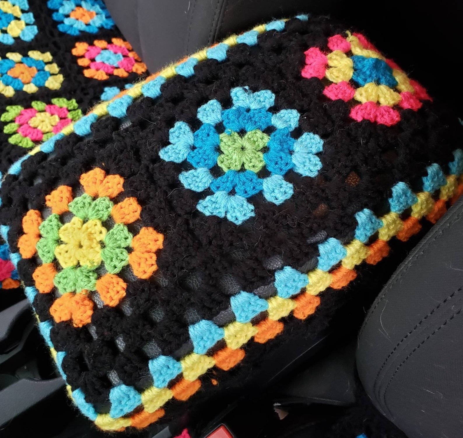 Granny Square Crochet Center Console Cover - Etsy