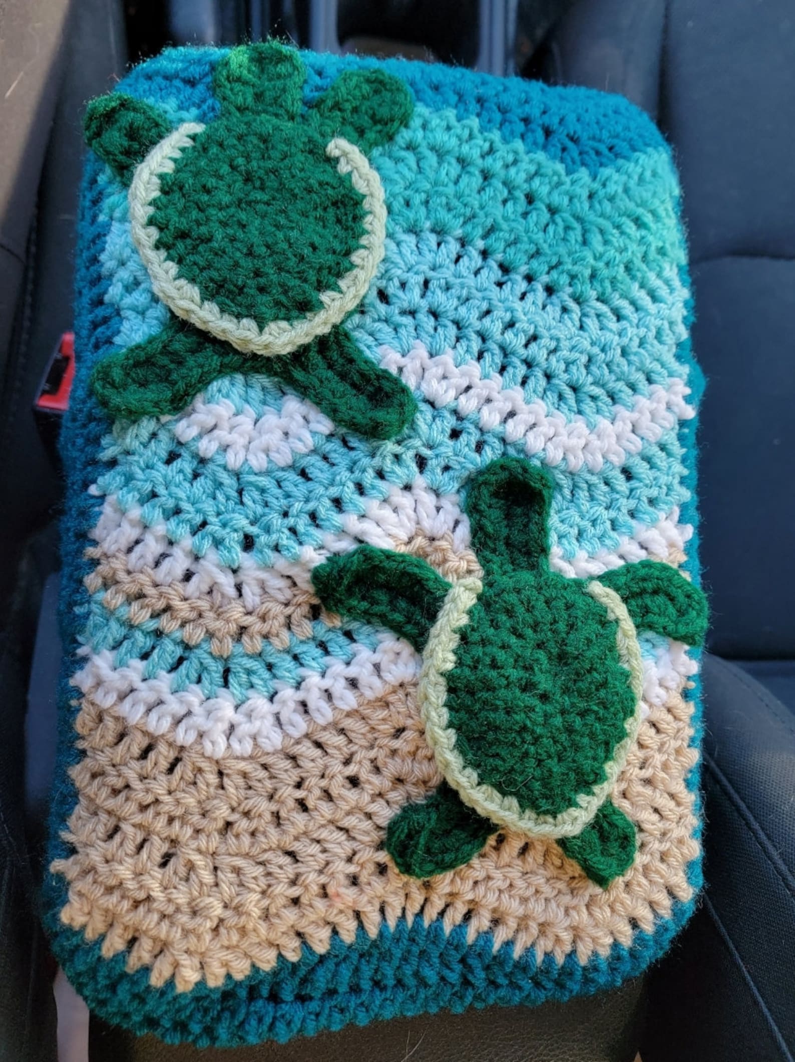 Sea Turtle Crochet Center Console Cover - Etsy