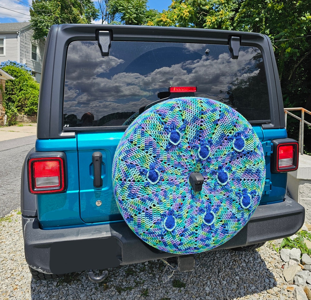 Blue Sea Turtle Crochet Spare Tire Cover - Etsy