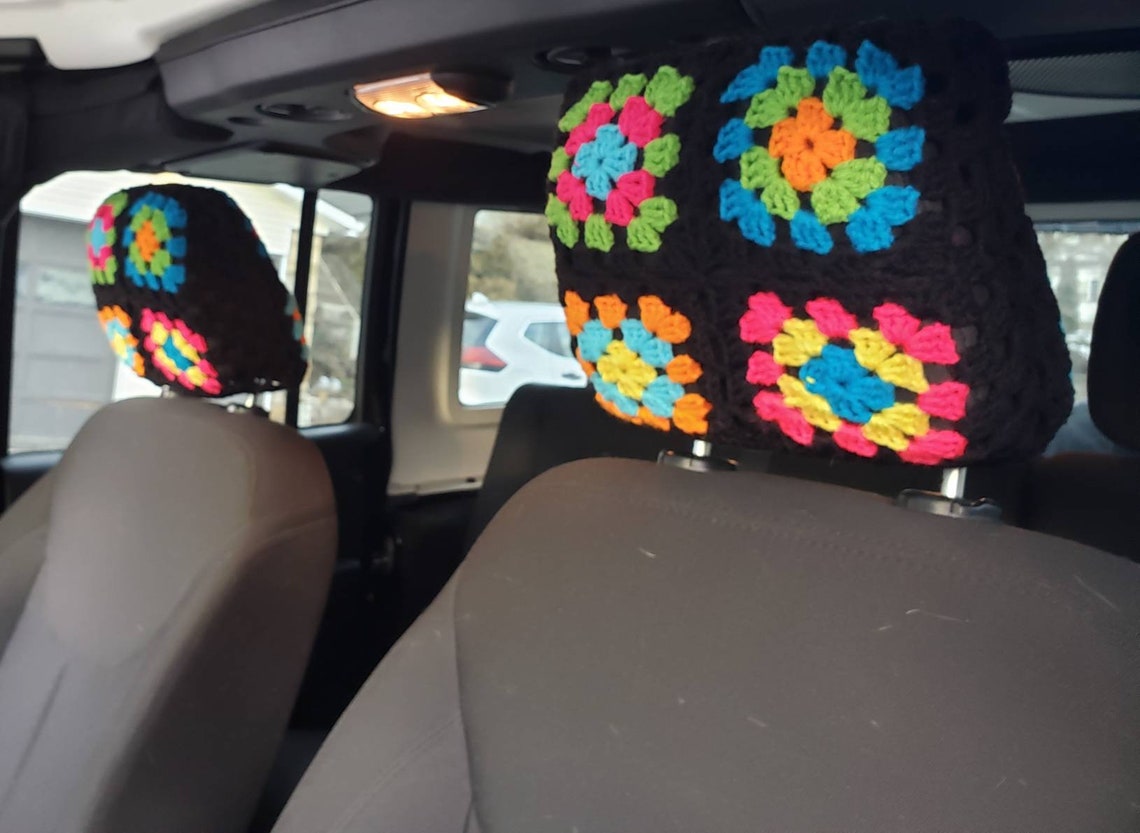 Granny Square Crochet Headrest Covers - Etsy