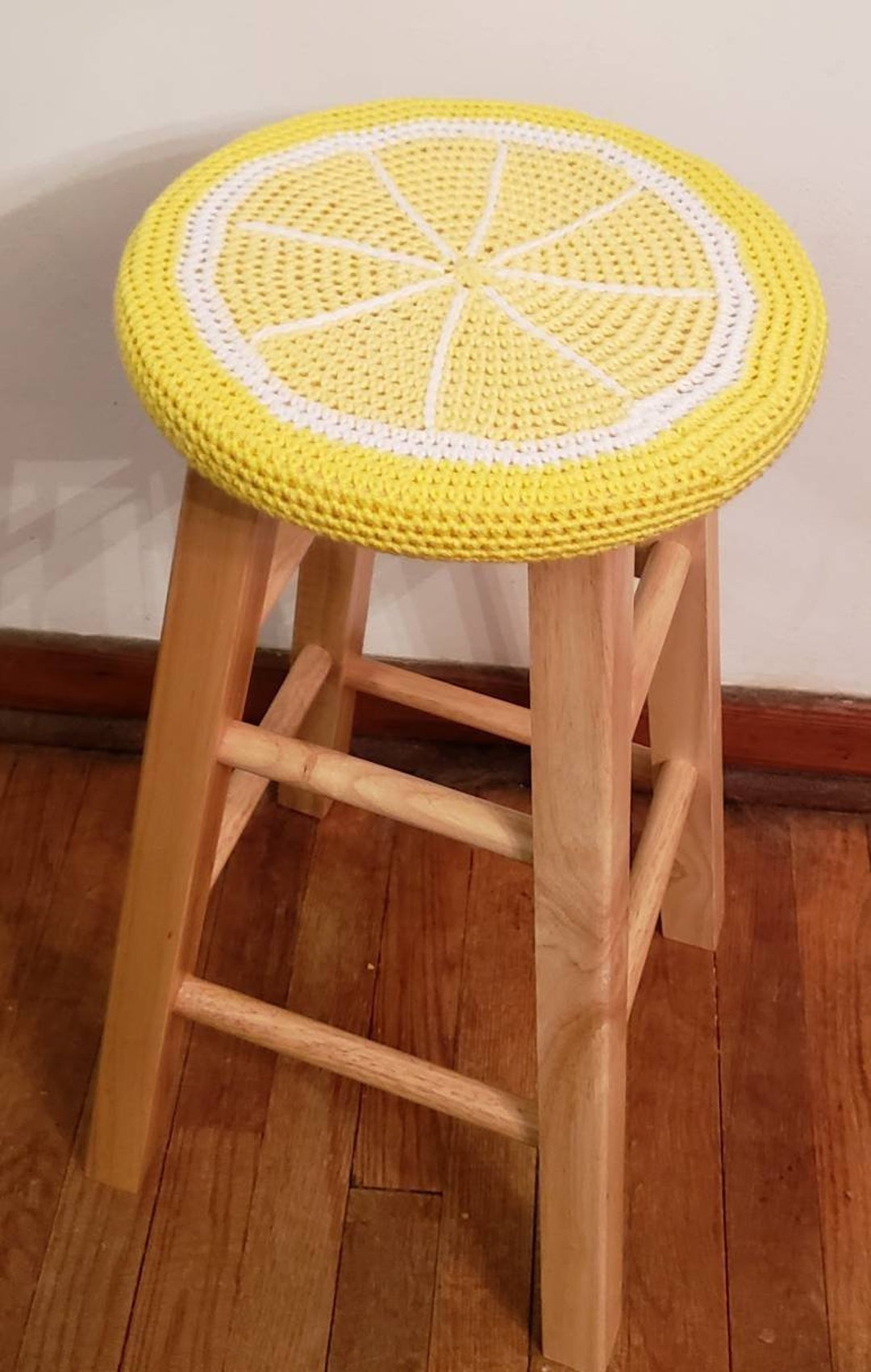 Lemon Circle Crochet Stool Cover - Etsy