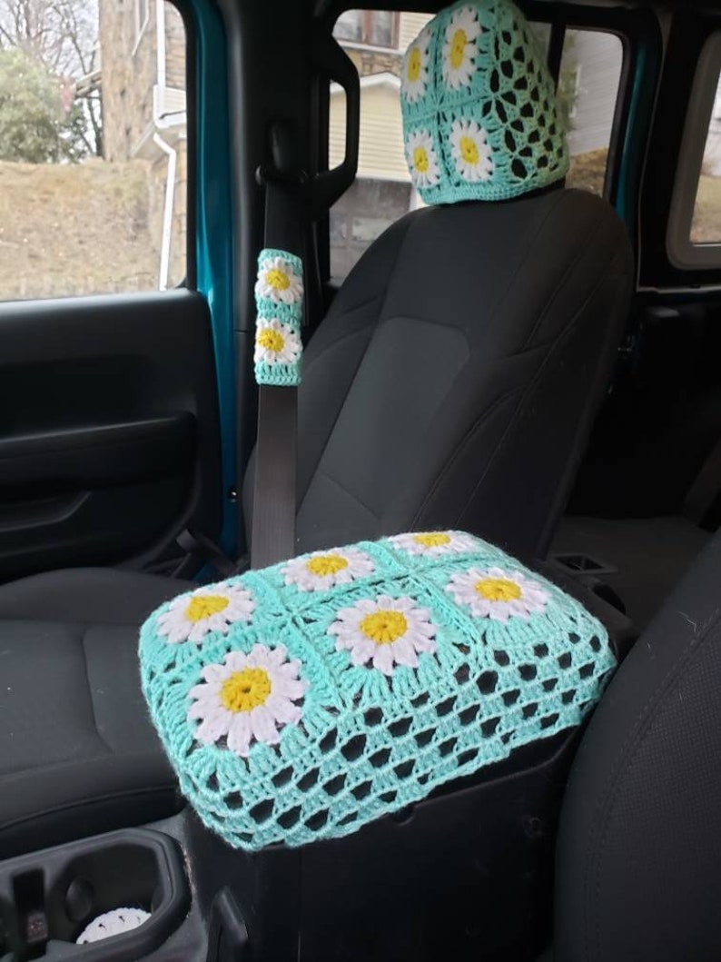 Daisy Crochet Center Console Cover - Etsy