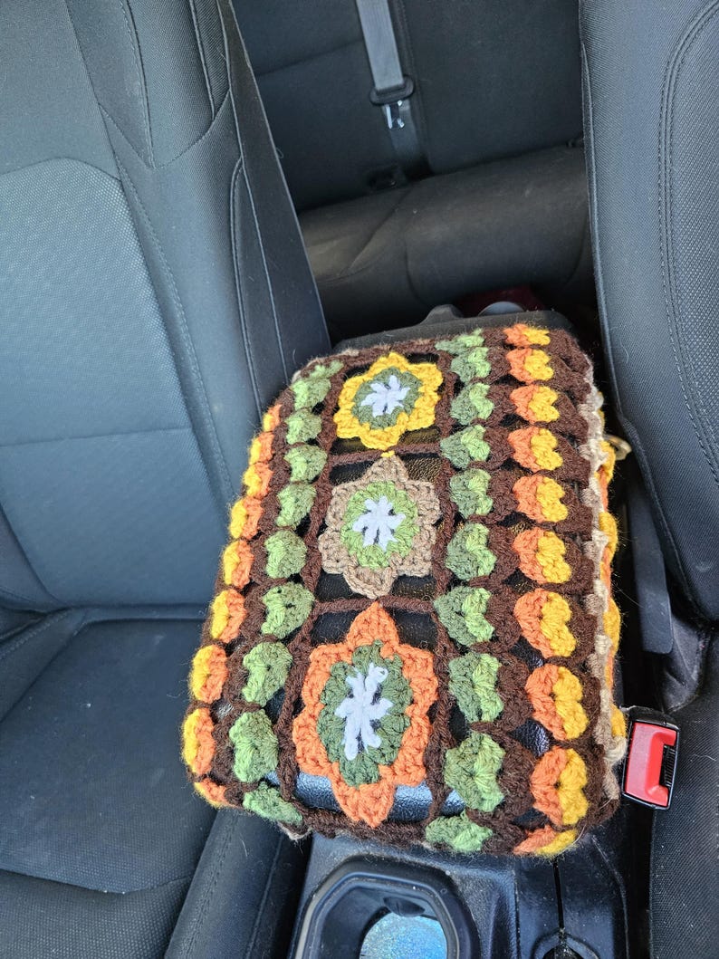 Flower Crochet Center Console Cover - Etsy