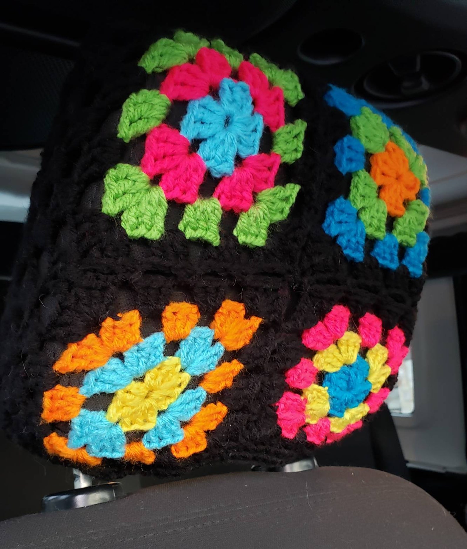 Granny Square Crochet Headrest Covers - Etsy