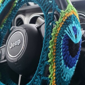 Peacock Feather Crochet Steering Wheel Cover - Etsy