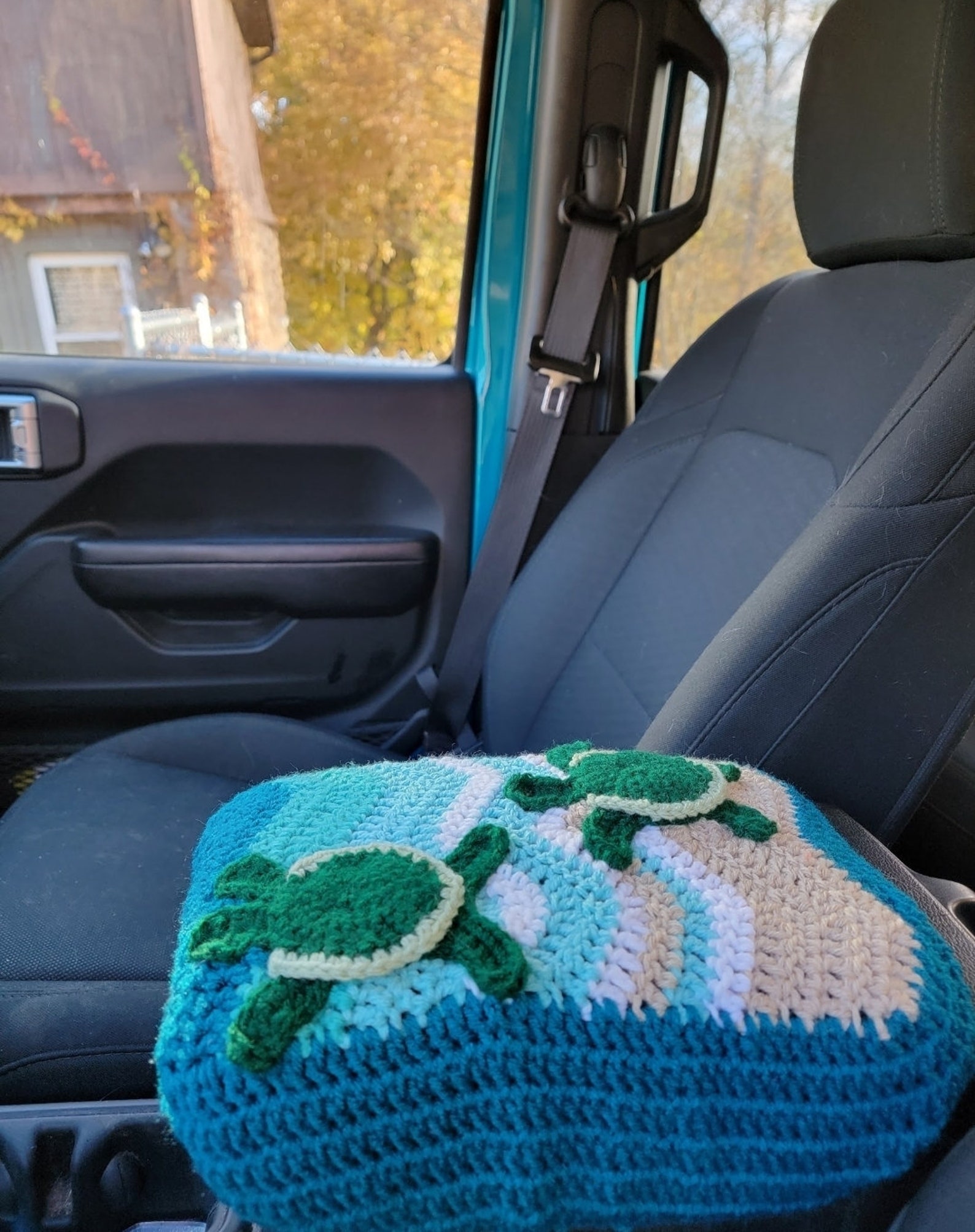 Sea Turtle Crochet Center Console Cover - Etsy