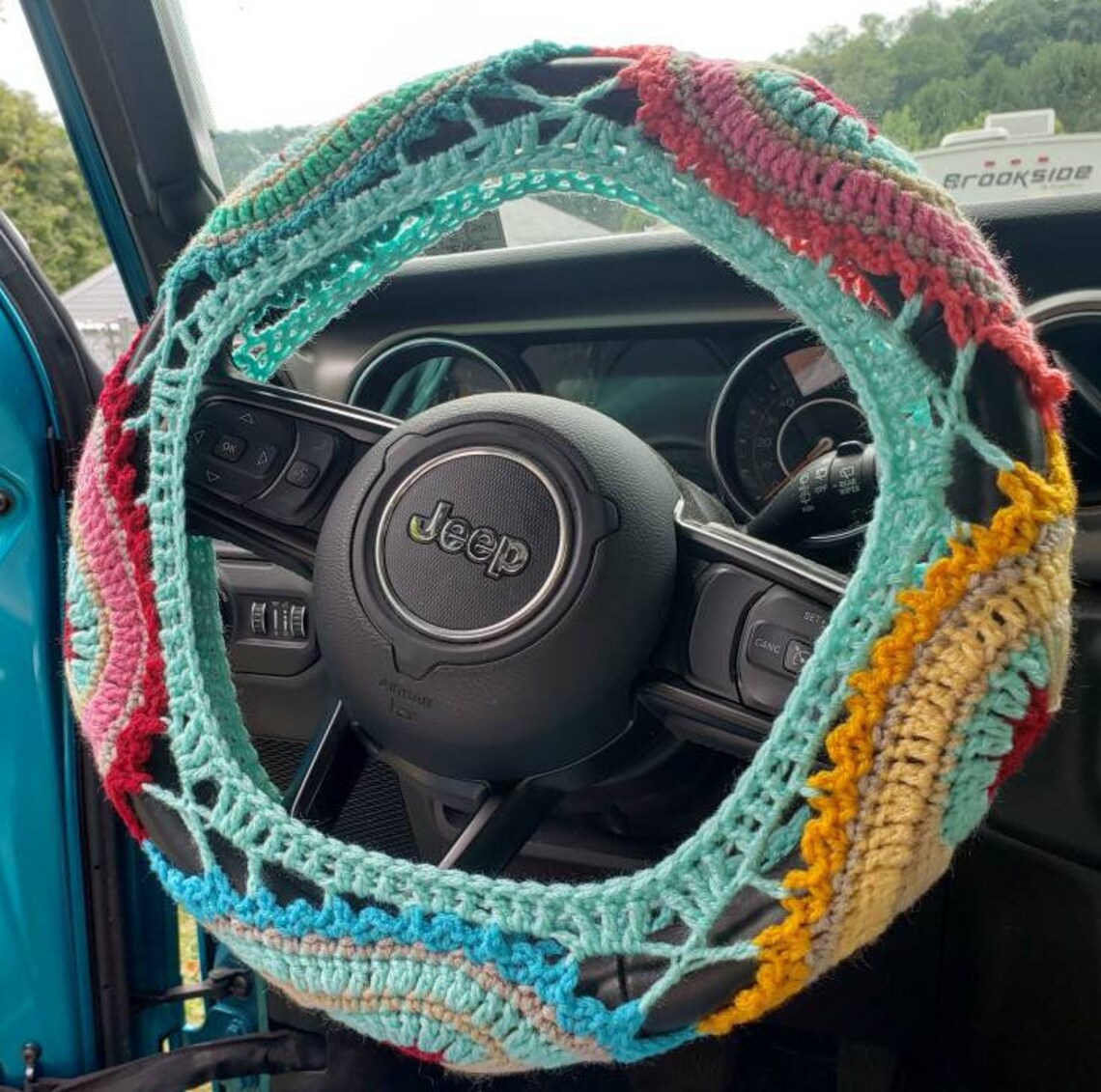 Peacock Feather Crochet Steering Wheel Cover | Etsy
