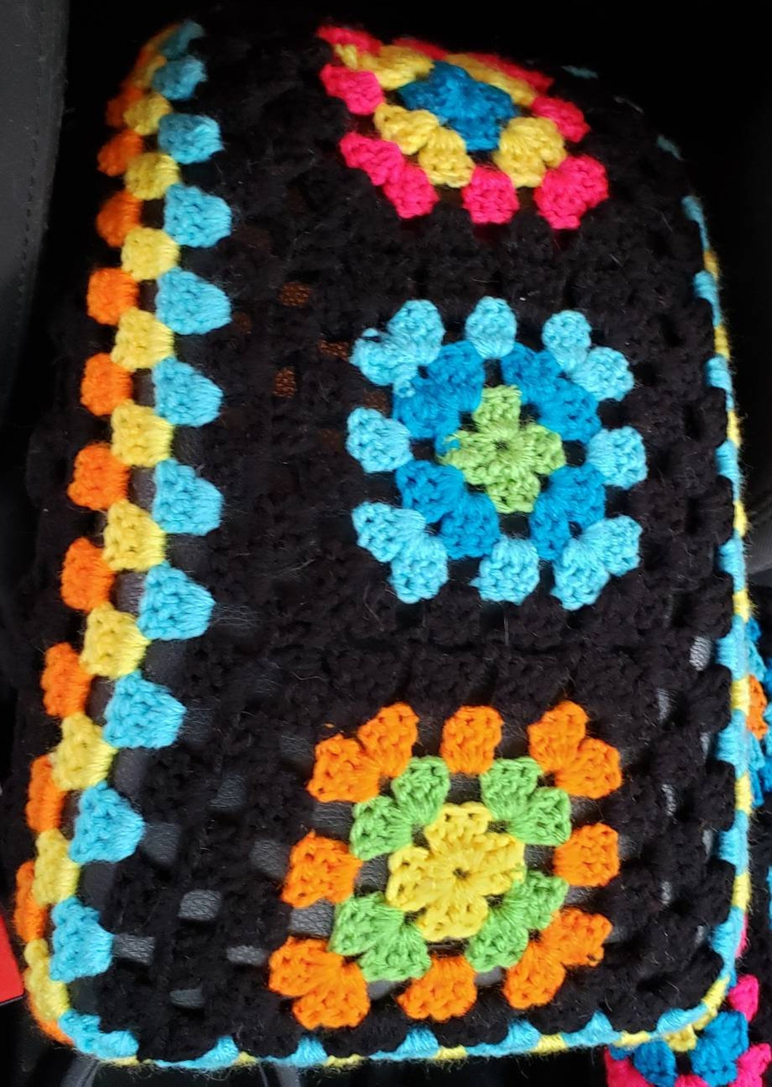 Granny Square Crochet Center Console Cover - Etsy