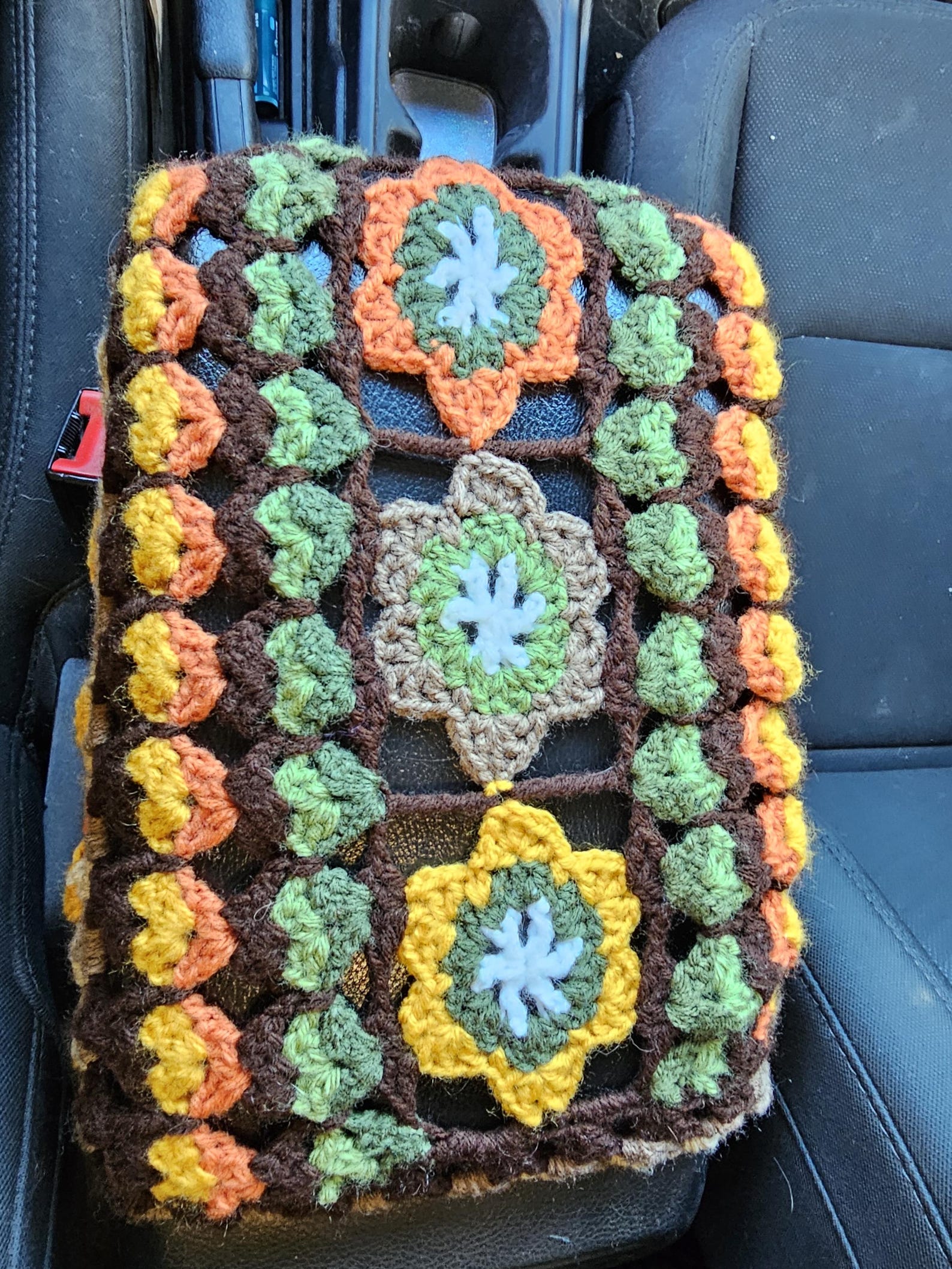 Flower Crochet Center Console Cover - Etsy