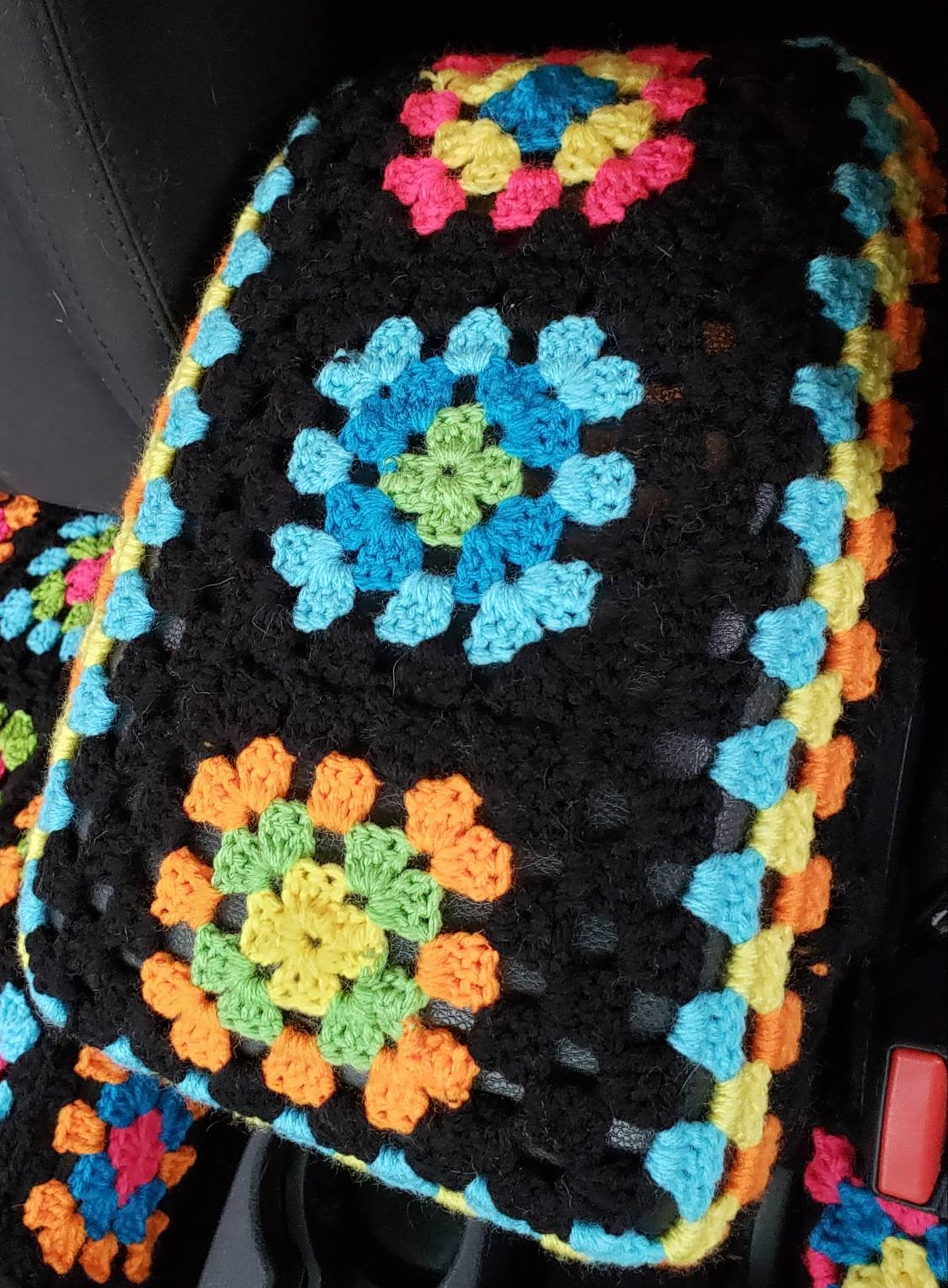 Granny Square Crochet Center Console Cover - Etsy