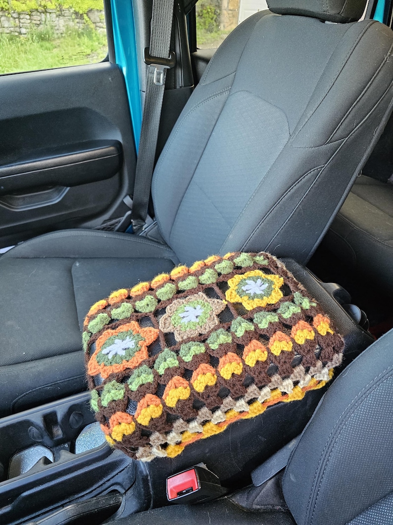 Flower Crochet Center Console Cover - Etsy