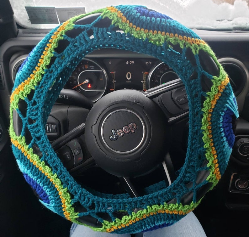 Peacock Feather Crochet Steering Wheel Cover - Etsy