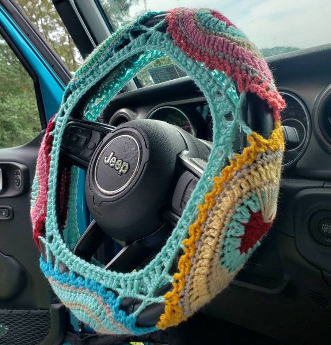 Peacock Feather Crochet Steering Wheel Cover - Etsy