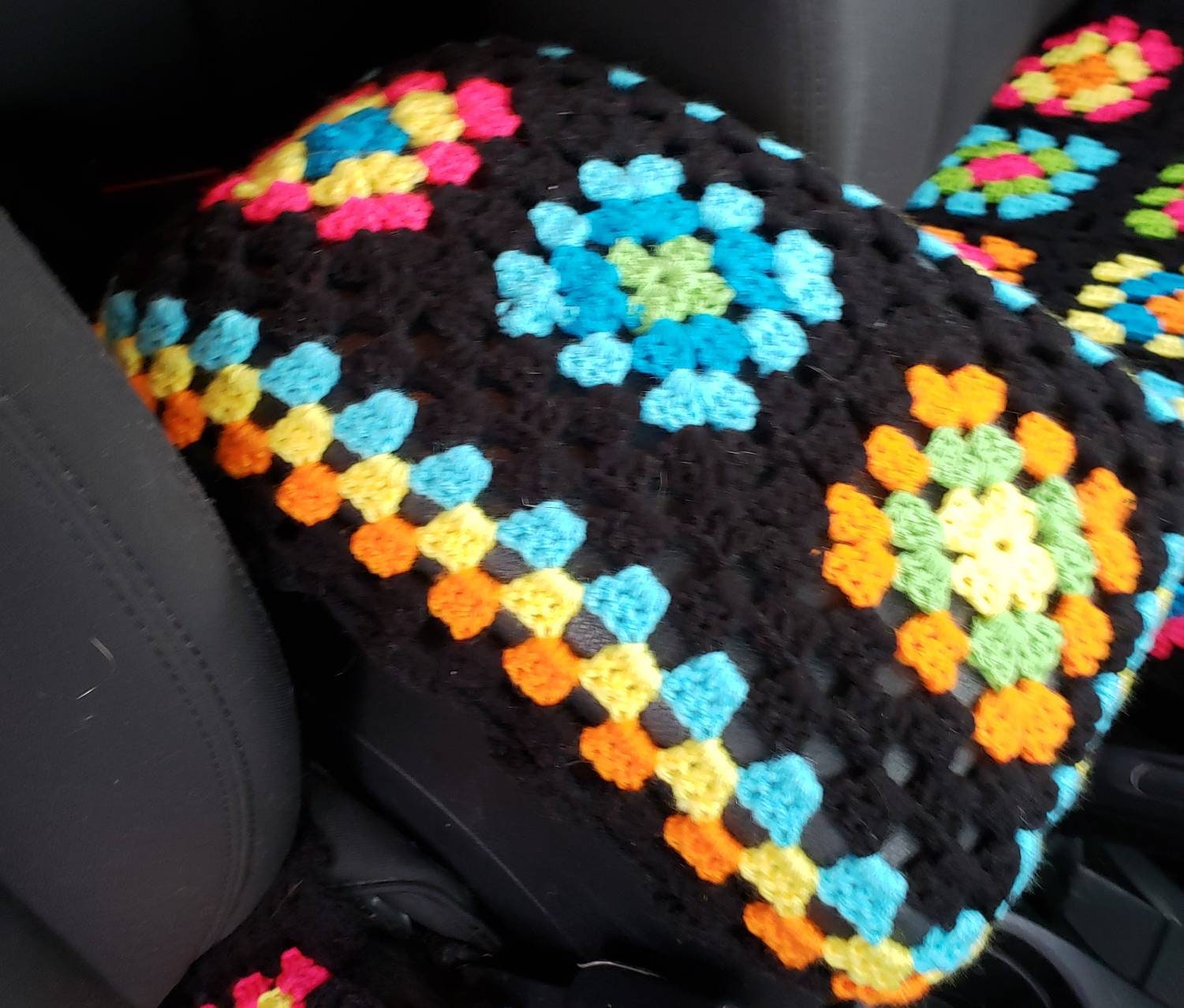 Granny Square Crochet Center Console Cover - Etsy