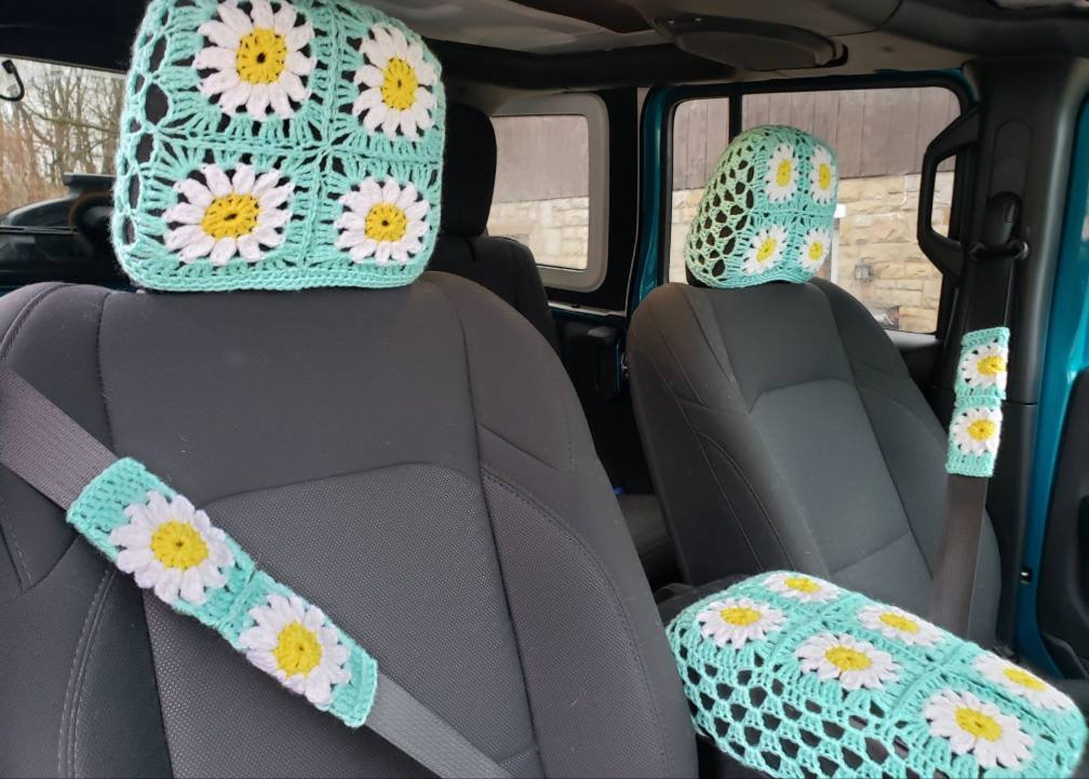 Daisy Crochet Headrest Covers - Etsy