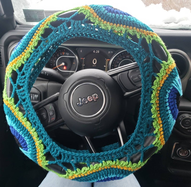 Peacock Feather Crochet Steering Wheel Cover - Etsy