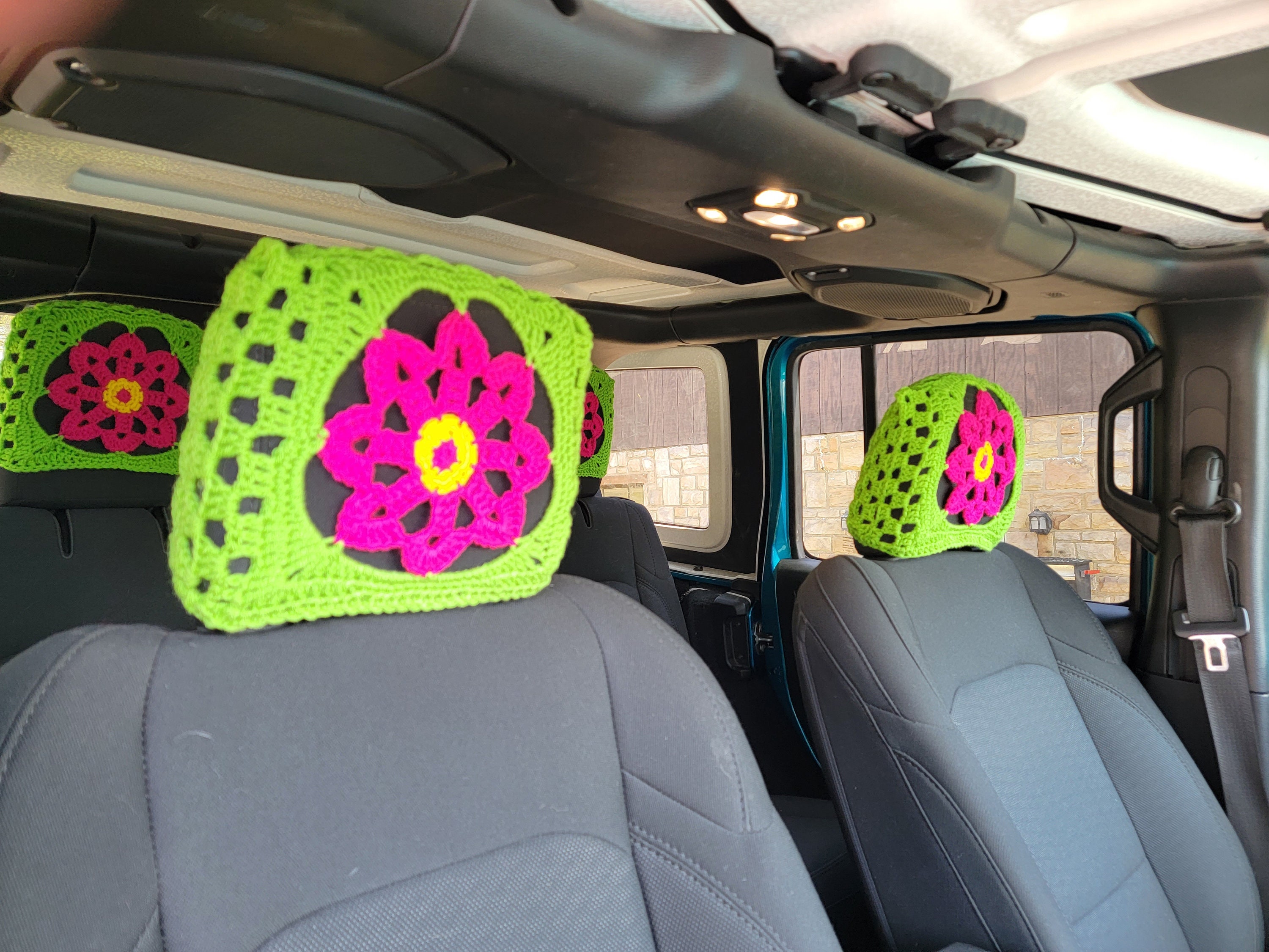 Flower Cartwheel Crochet Headrest Covers - Etsy