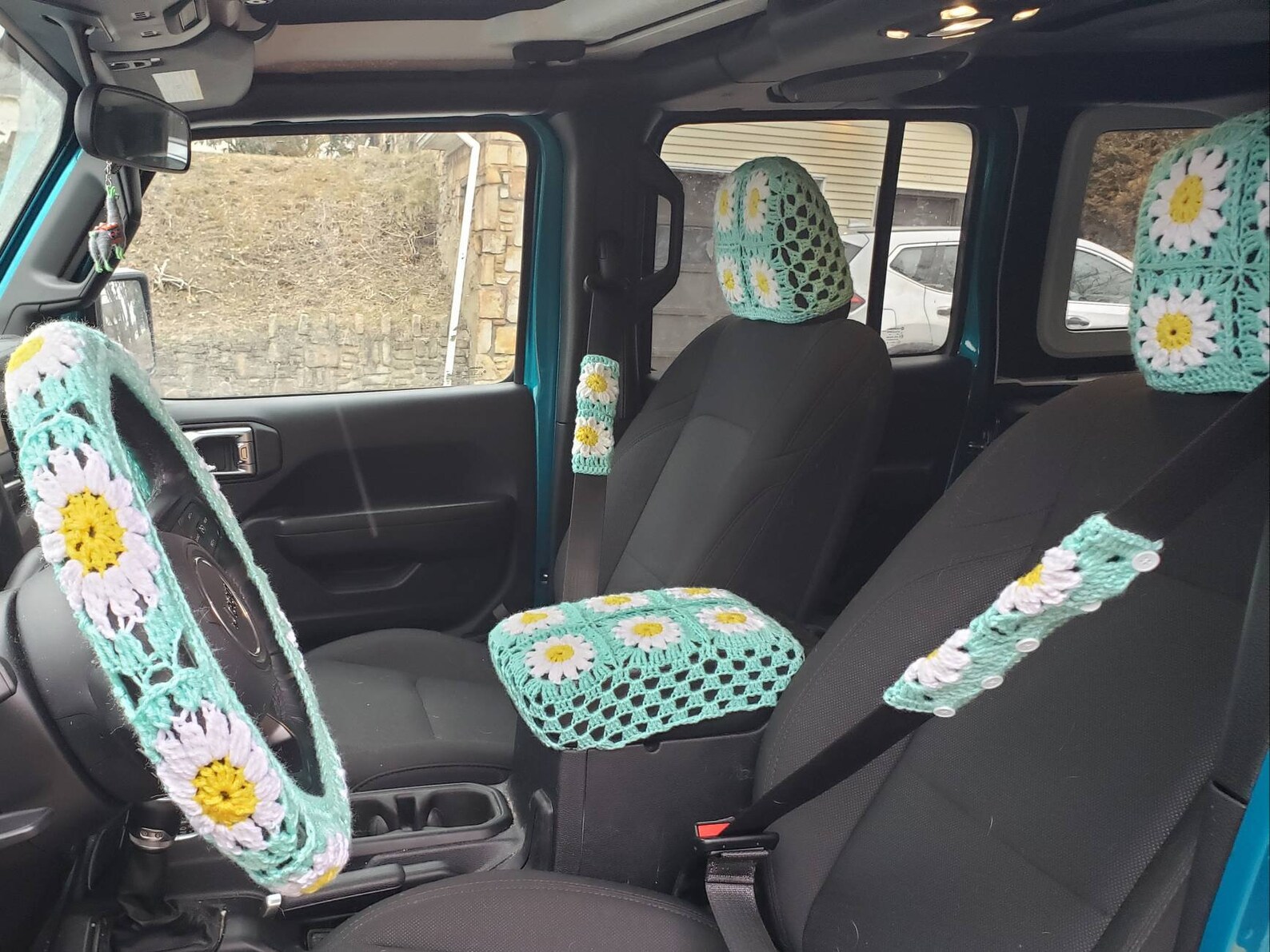 Daisy Crochet Center Console Cover - Etsy