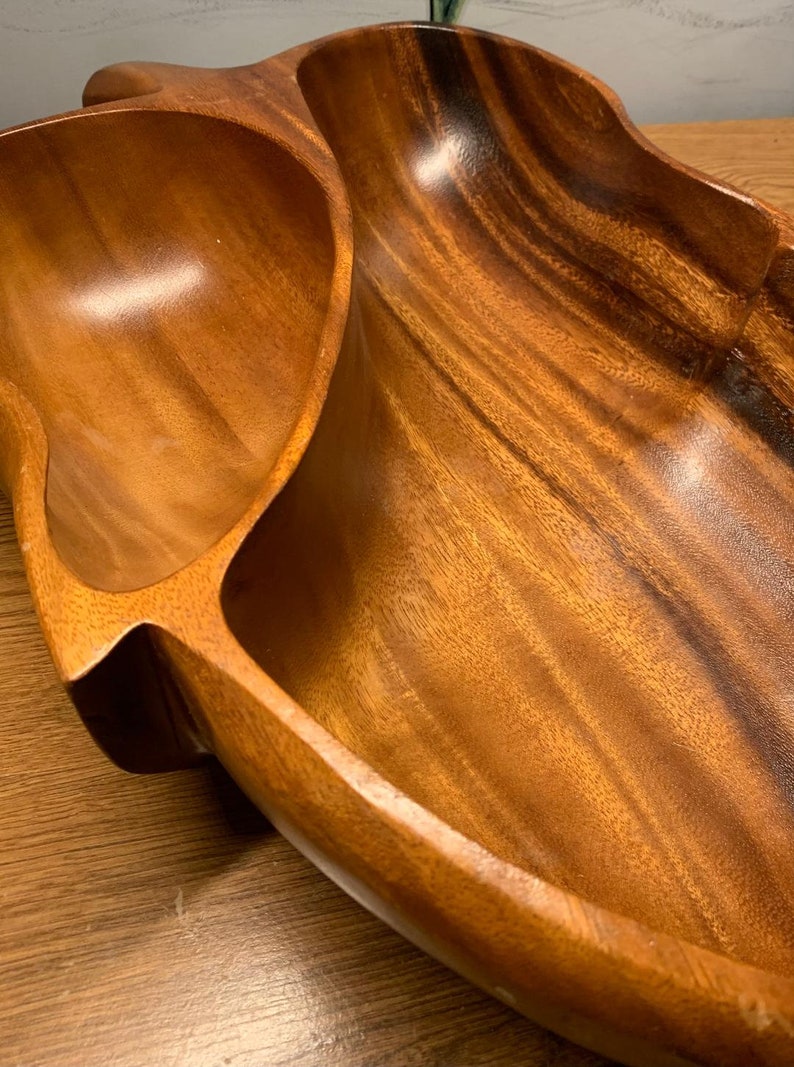 Large Monkey Pod Wooden Chips and Dip Bowl / Hand Carved / Has ...