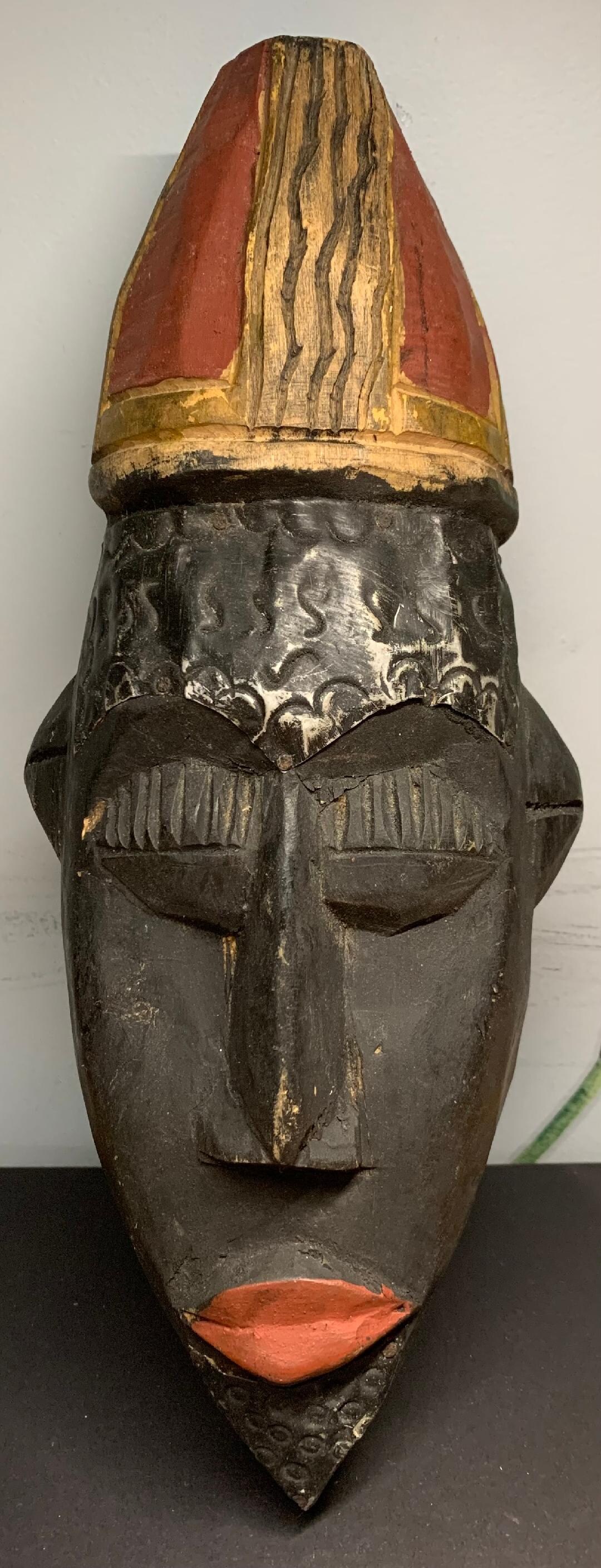 13" X 5.5" Hand Carved African Tribal Mask / Solid Wood / Hand Painted ...