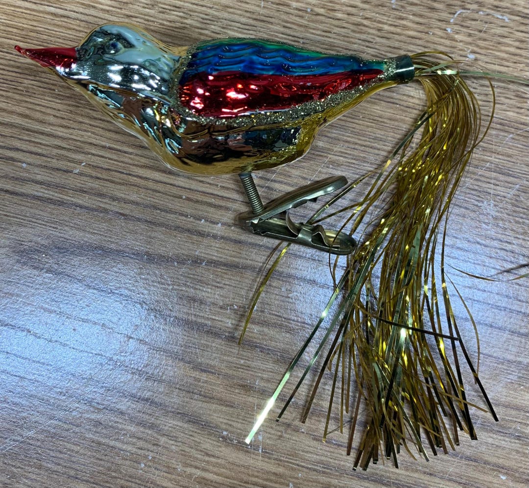 German Made Mercury Glass Clip on Bird - Etsy