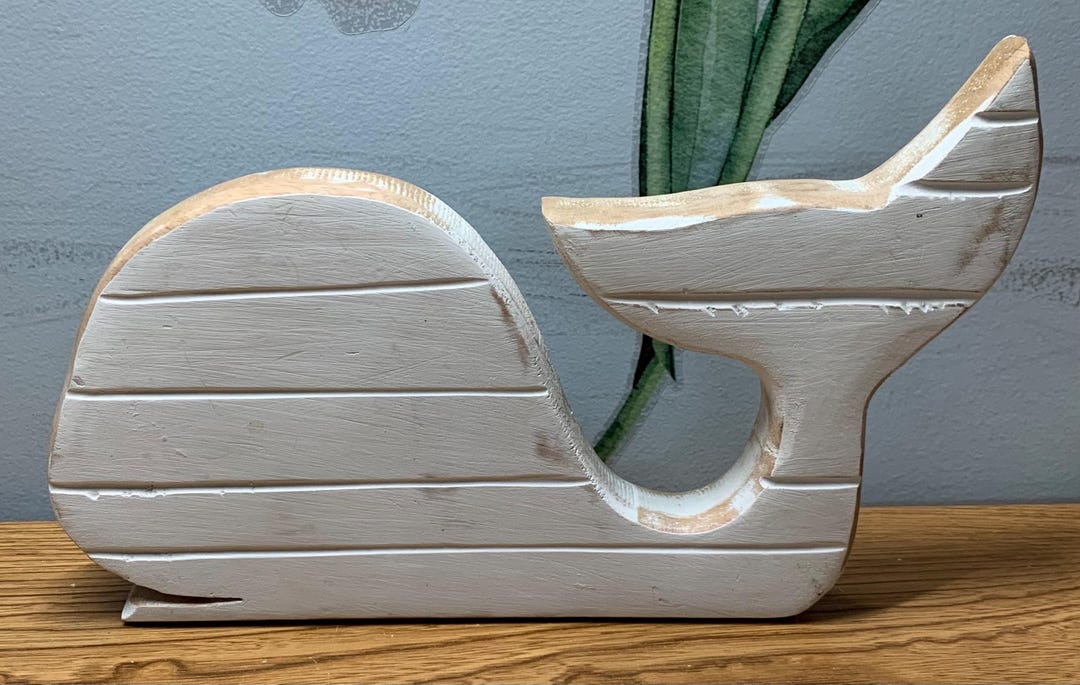 Hand Carved Solid Wooden Whale Shelf Sitter - Etsy