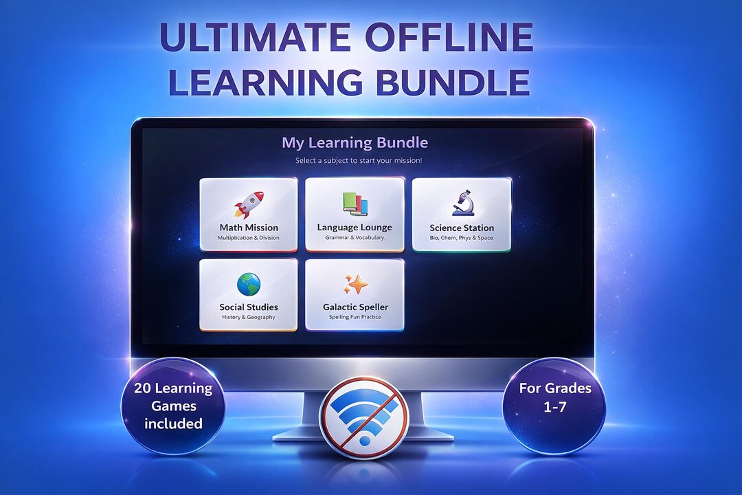 20 Educational Games in 1 Bundle | Offline Tutoring Resource | Math ...