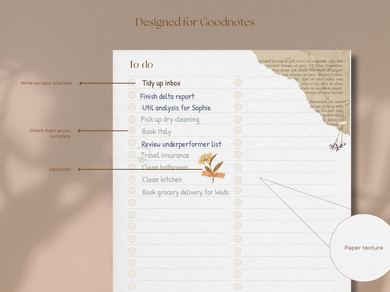 To Do List Digital Template Goodnotes Checklist Simple Task Tracker for ...