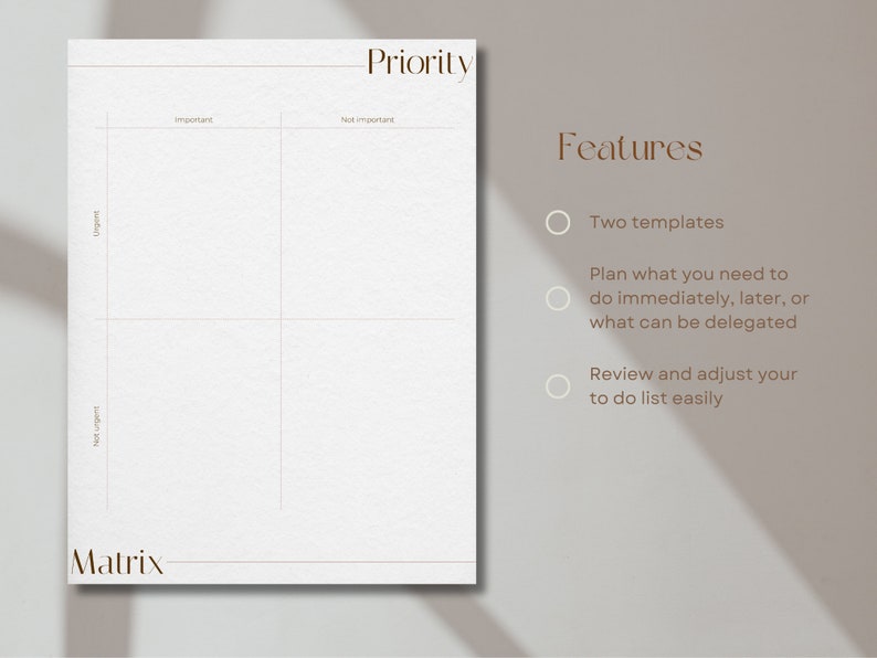 Priority Matrix Digital Template Eisenhower Method Decision Making ...