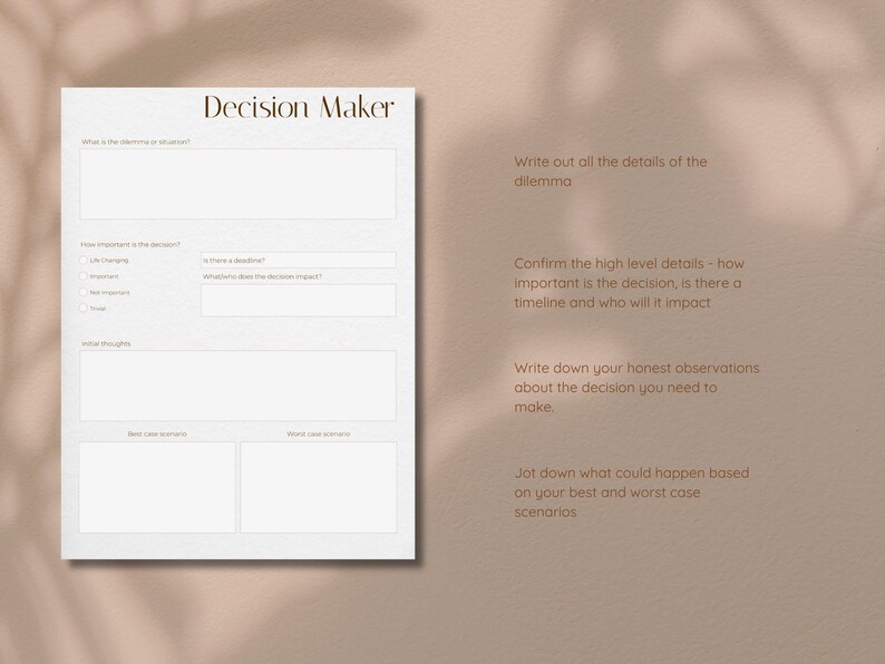 Decision Making Template Decision Matrix for Work Planning Pros and ...