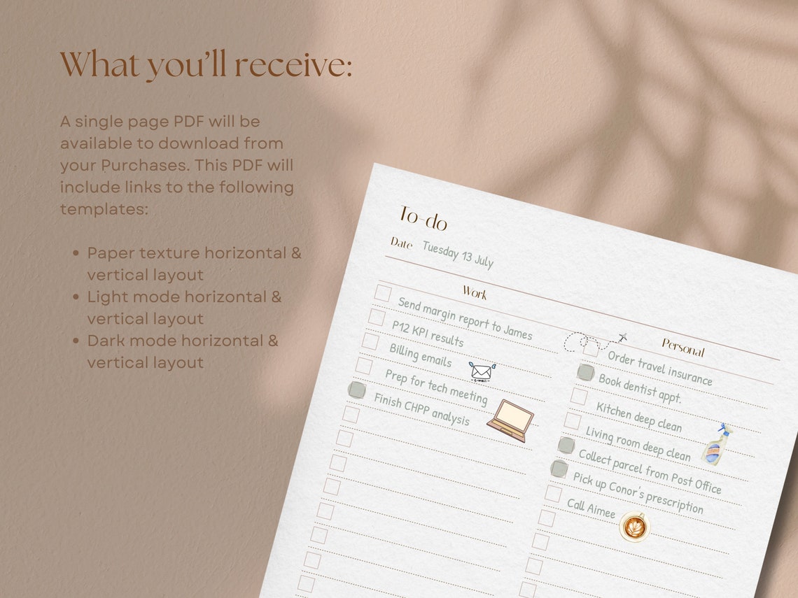 To Do List for Work Home Checklist Digital Template Productivity Tick Box Simple Task Tracker ...