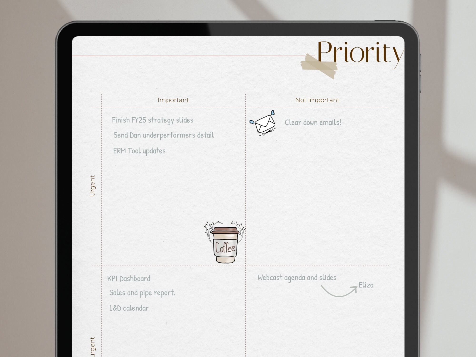 Priority Matrix Digital Template Eisenhower Method Decision Making ...