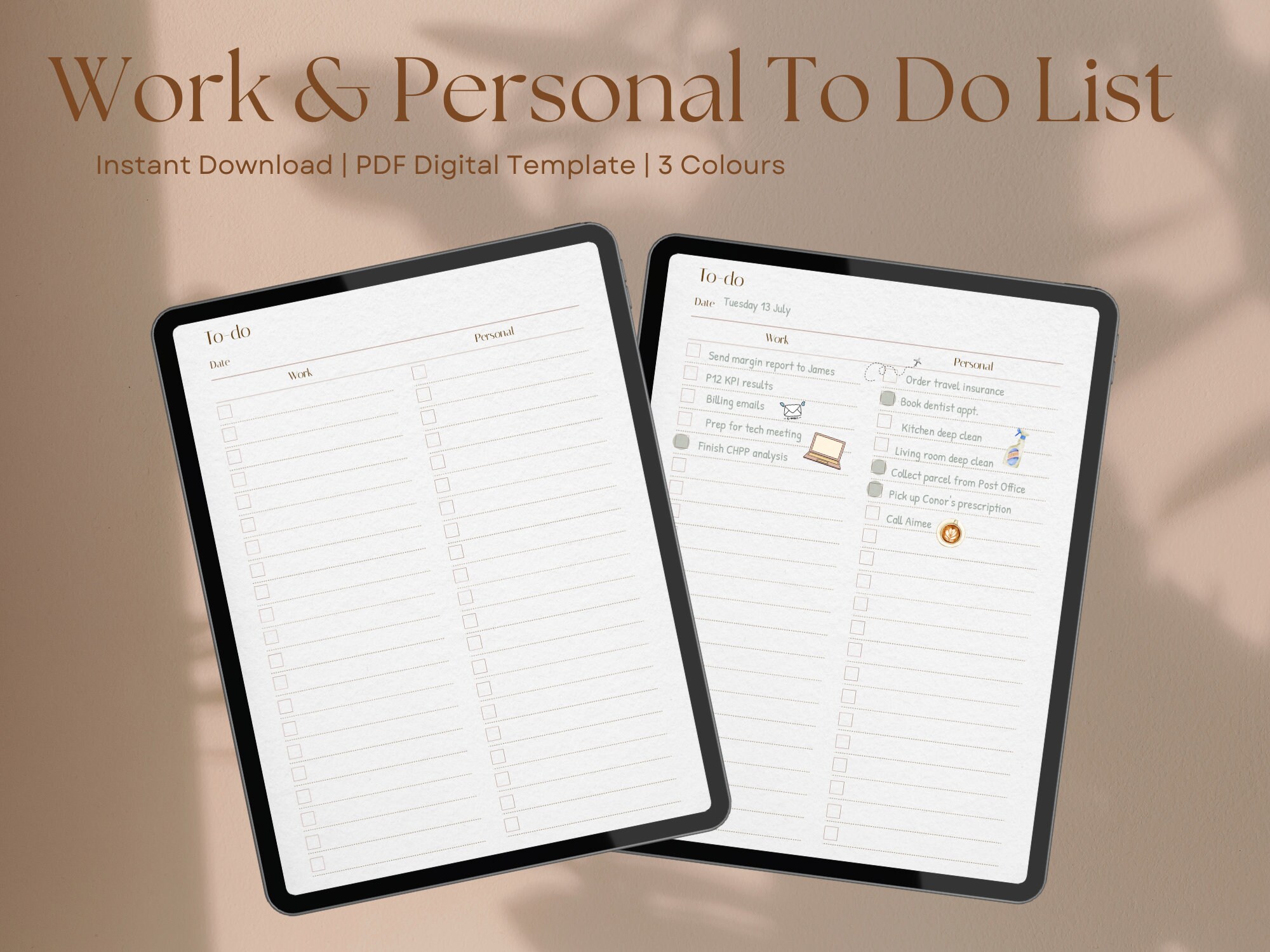 To Do List for Work Home Checklist Digital Template Productivity Tick ...