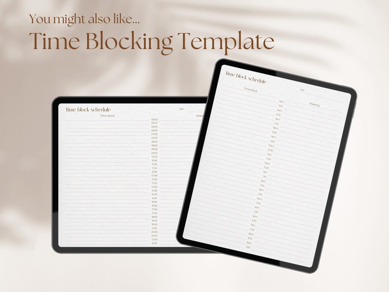 Work Week Time Blocking Planner for Meeting Planning Activity Tracker ...