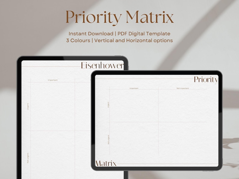 Priority Matrix Digital Template Eisenhower Method Decision Making ...