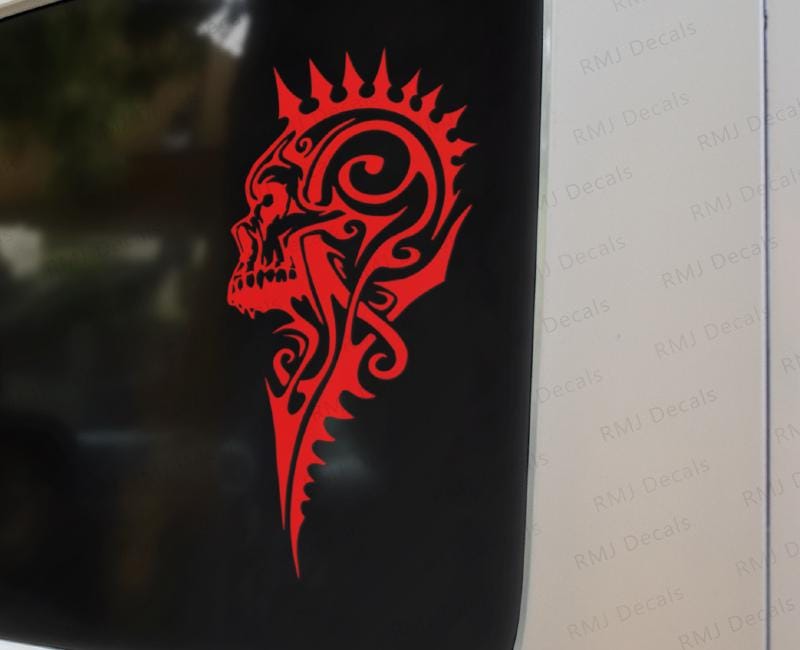 Skull Decal, Vinyl Skull Decal, Tribal Skull Car Window Sticker, Vinyl ...