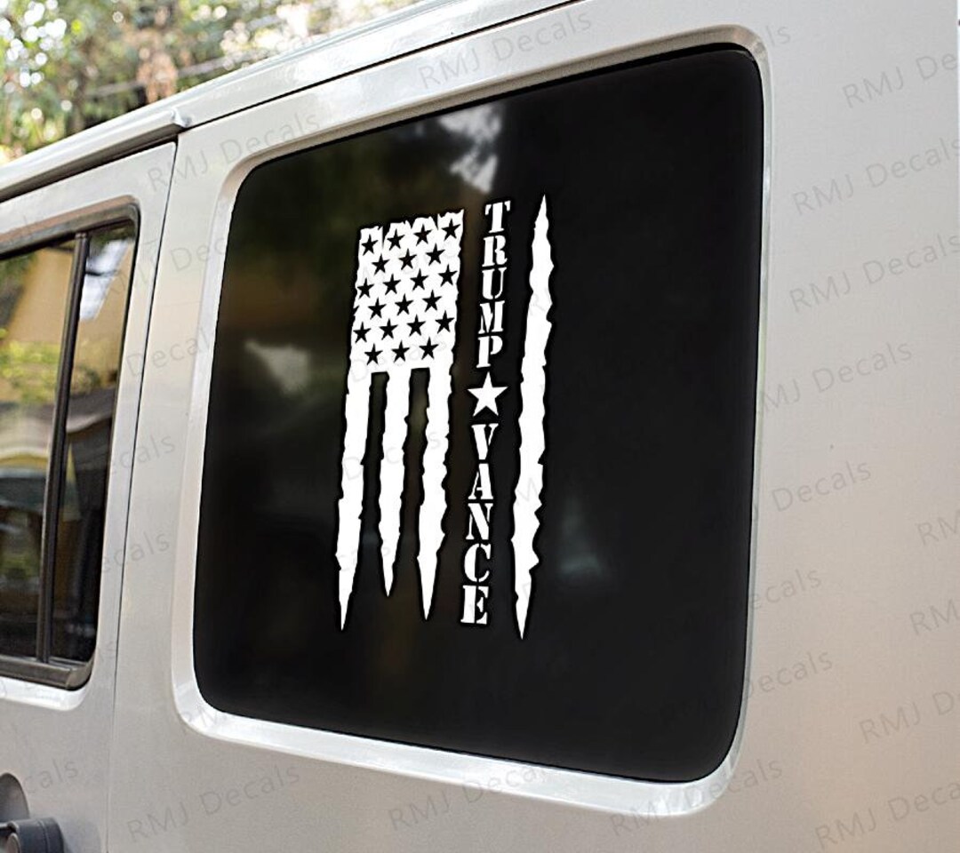 Trump Vance Distressed American Flag Decal: Patriotic Car Window ...