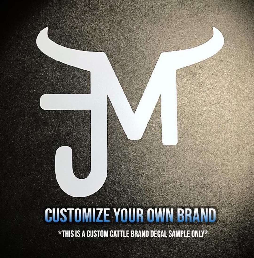 Cattle Brand Decal, Custom Cattle Brand Stickers, Custom Ranch Brand ...