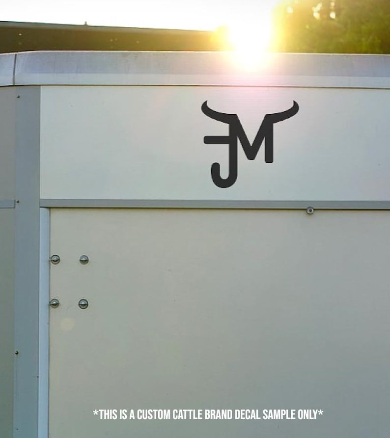 Cattle Brand Decal, Custom Cattle Brand Stickers, Custom Ranch Brand ...