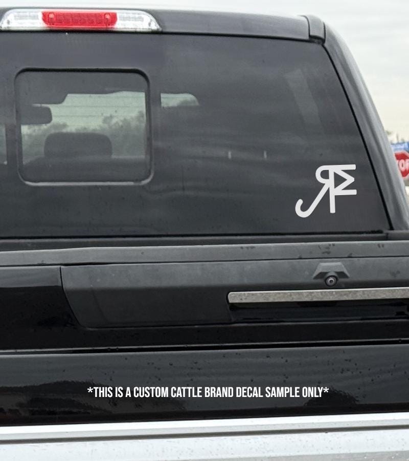 Cattle Brand Decal, Custom Cattle Brand Stickers, Custom Ranch Brand ...