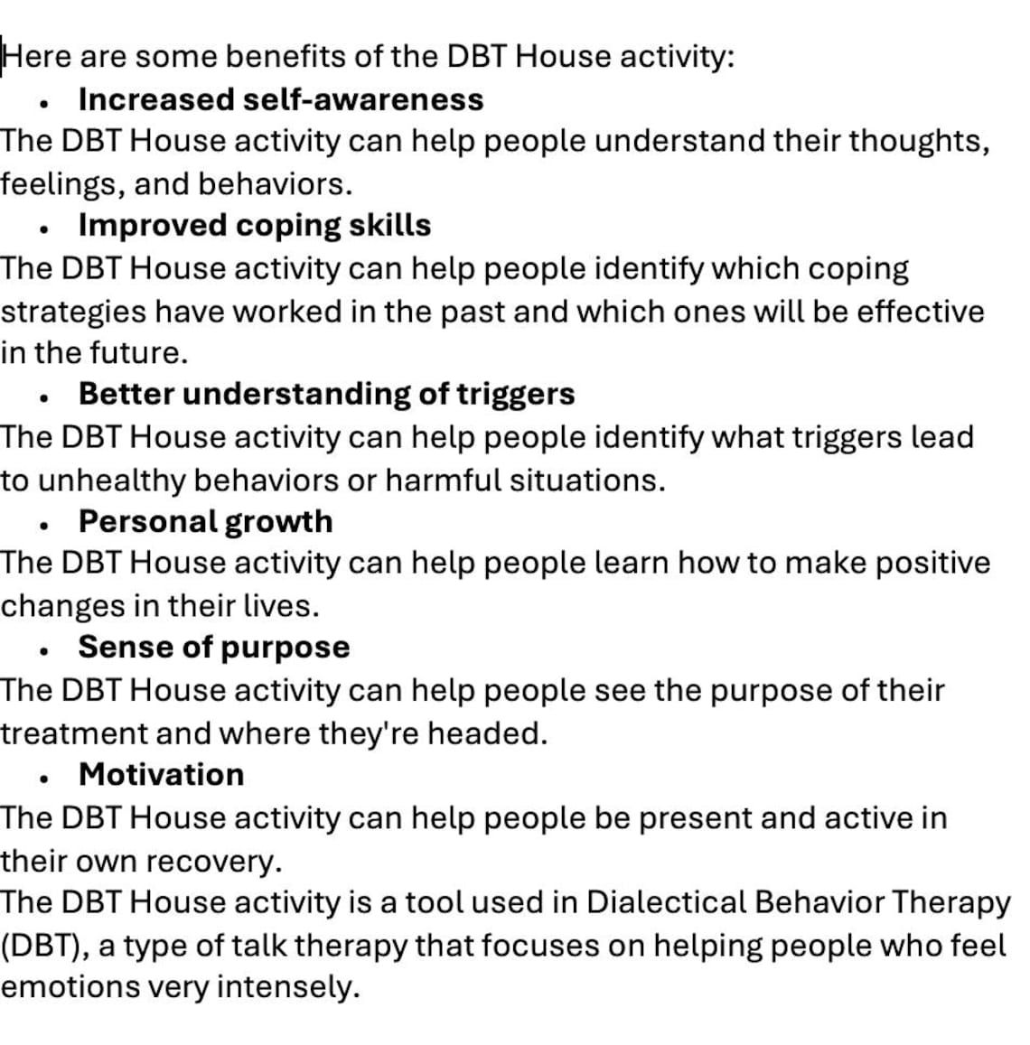 DBT House Worksheet - - Etsy