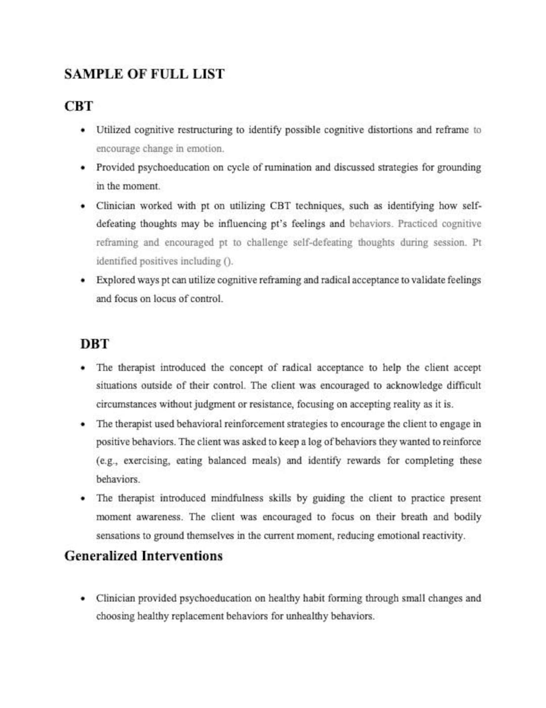 Therapy Interventions List, Clinical Terms Cheat Sheet, Reference for ...
