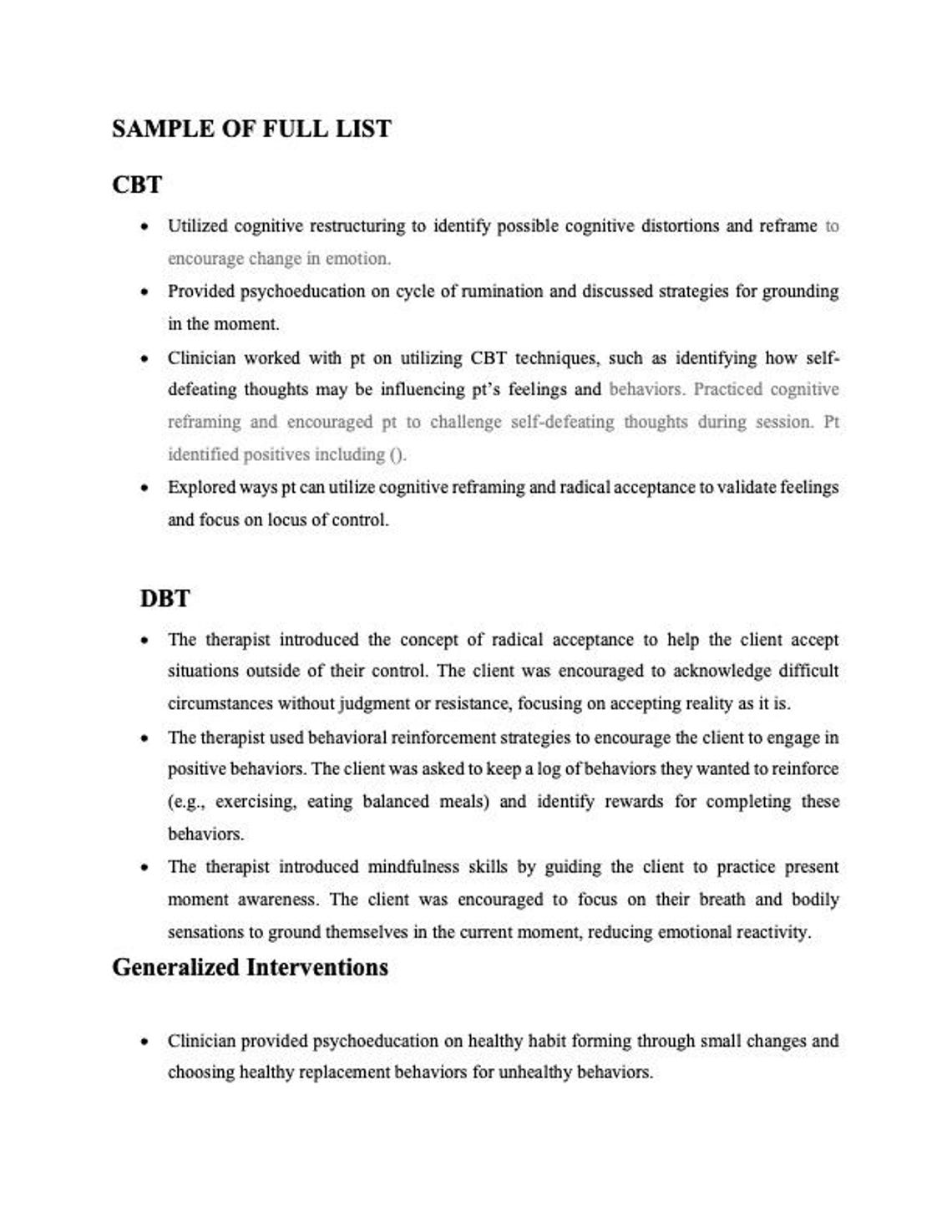 Therapy Interventions List, Clinical Terms Cheat Sheet, Reference for ...