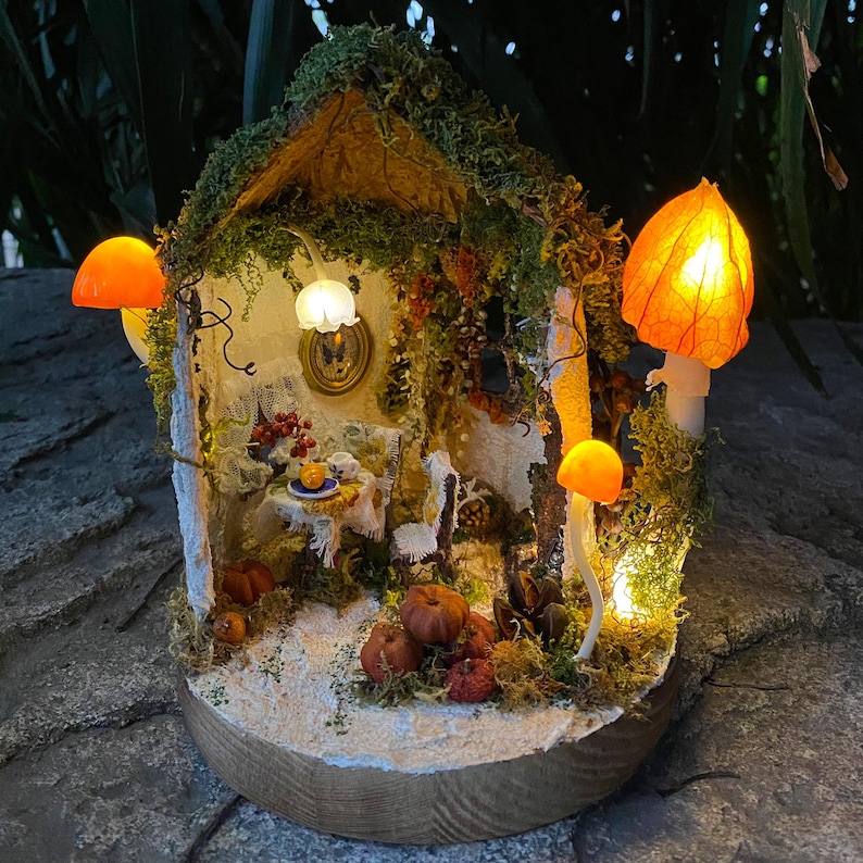 Handmade Magical Fairy House Night Light,mushroom &flower Table Lamp,enchanted Forest Decor ...