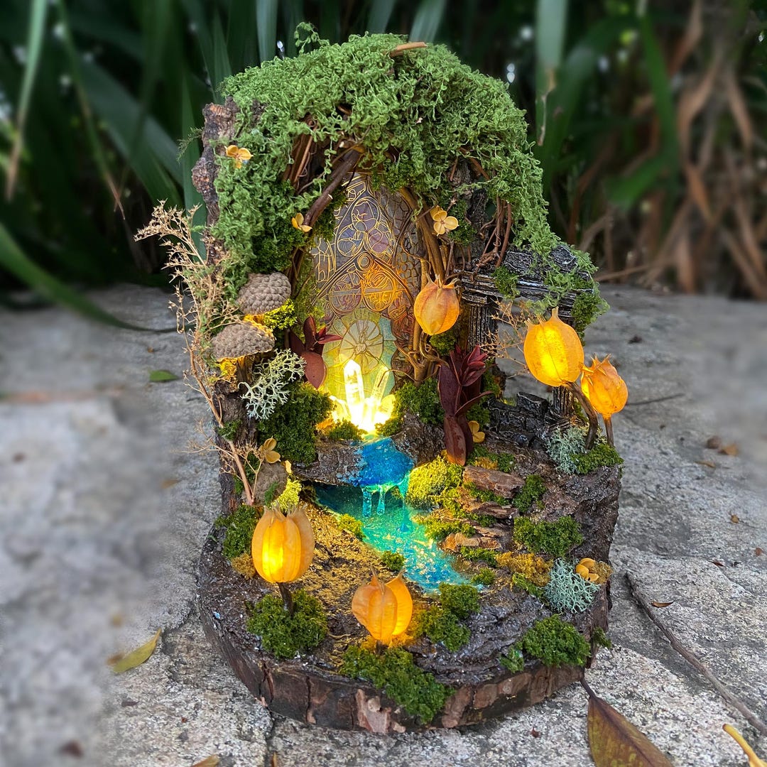 Magical Fairy Garden, Glowing Fairy House, Enchanted Forest With Stream ...