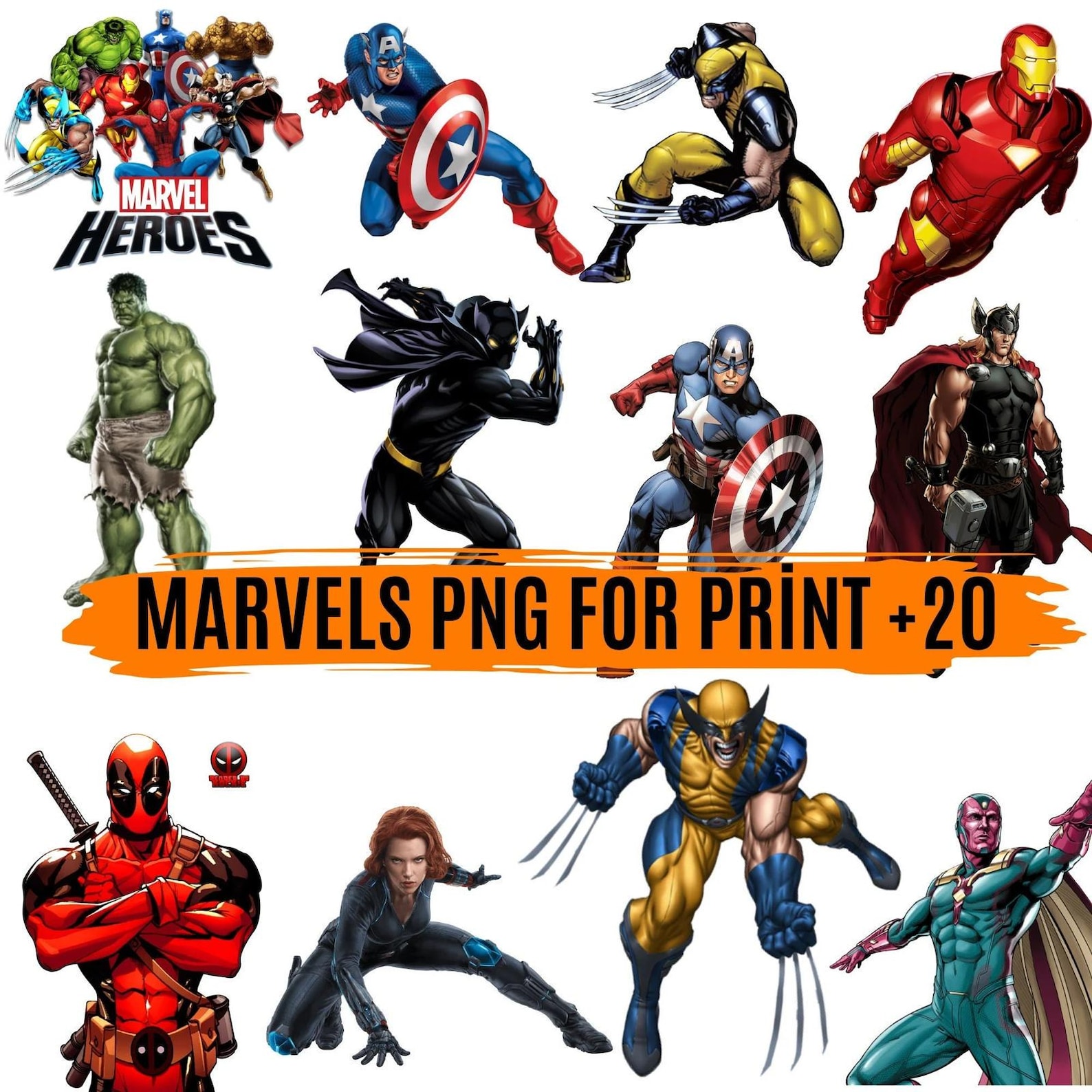 Avengers Png, Marvel Team Png Files for Print and Cricut Clipart, Iron ...