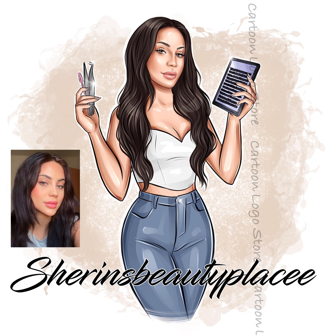 Hair Extensions Logo, Cartoon Logo Portrait, Hair Stylist Logo ...